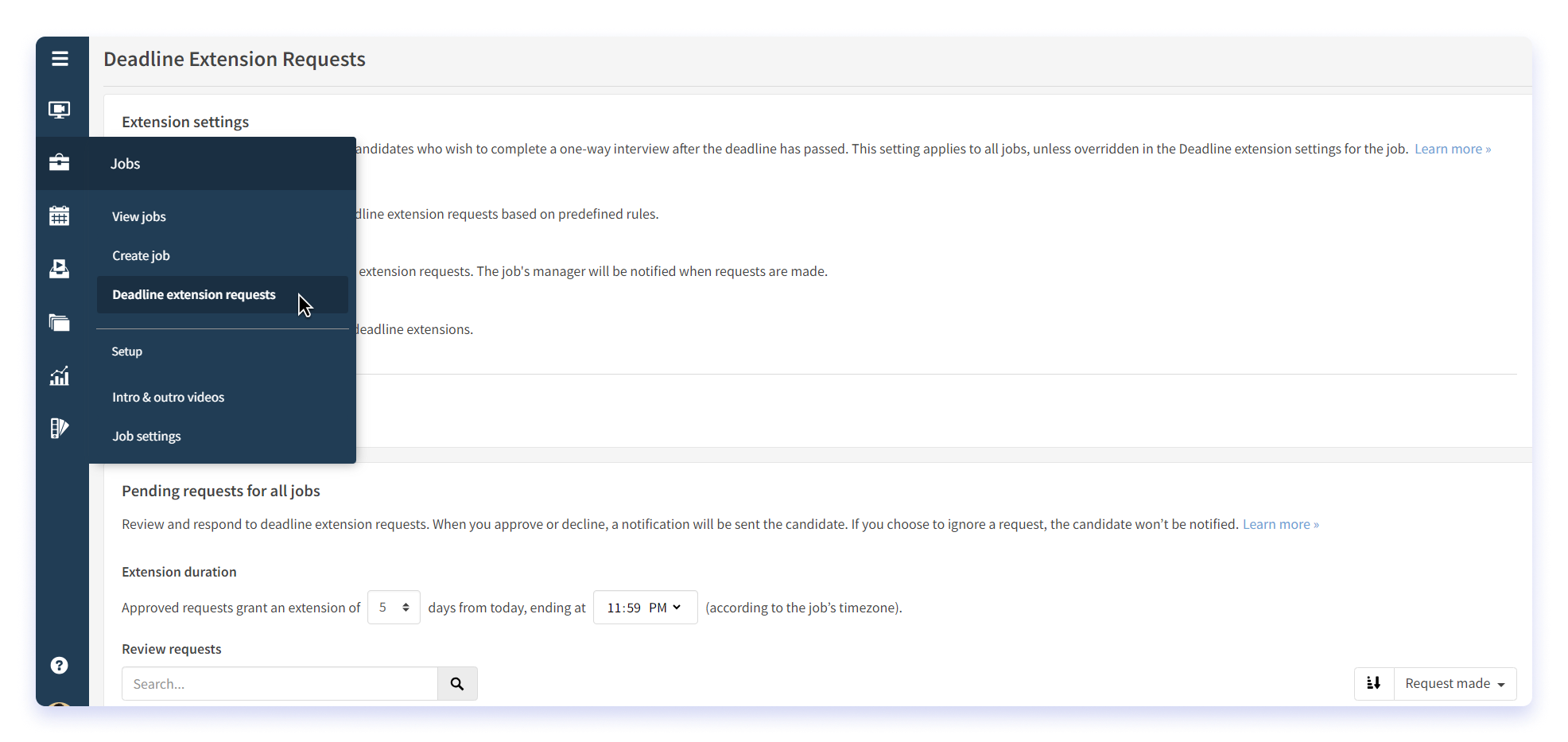 Interview deadline extension requests – Spark Hire
