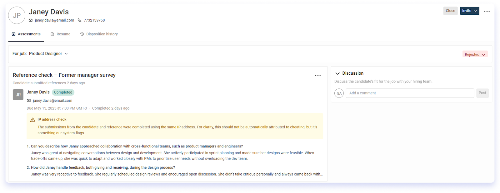 View completed Reference checks – Spark Hire