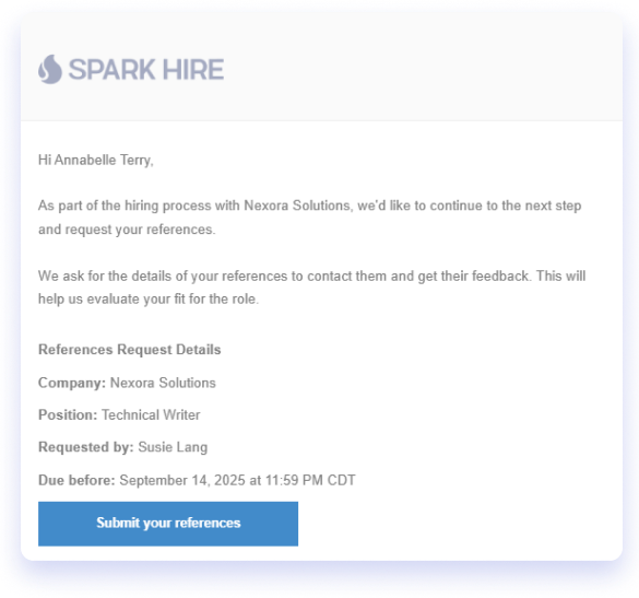 Automated Reference Check process – Spark Hire